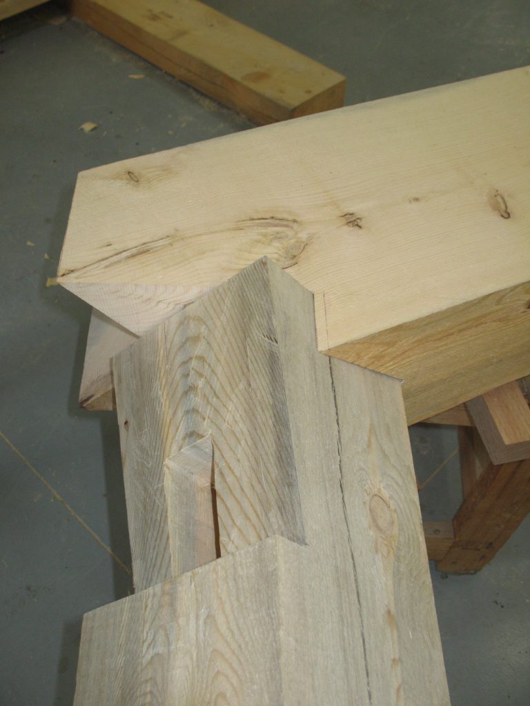 Valley Rafter to Corner Post Assembled - Kenai Timber Frames